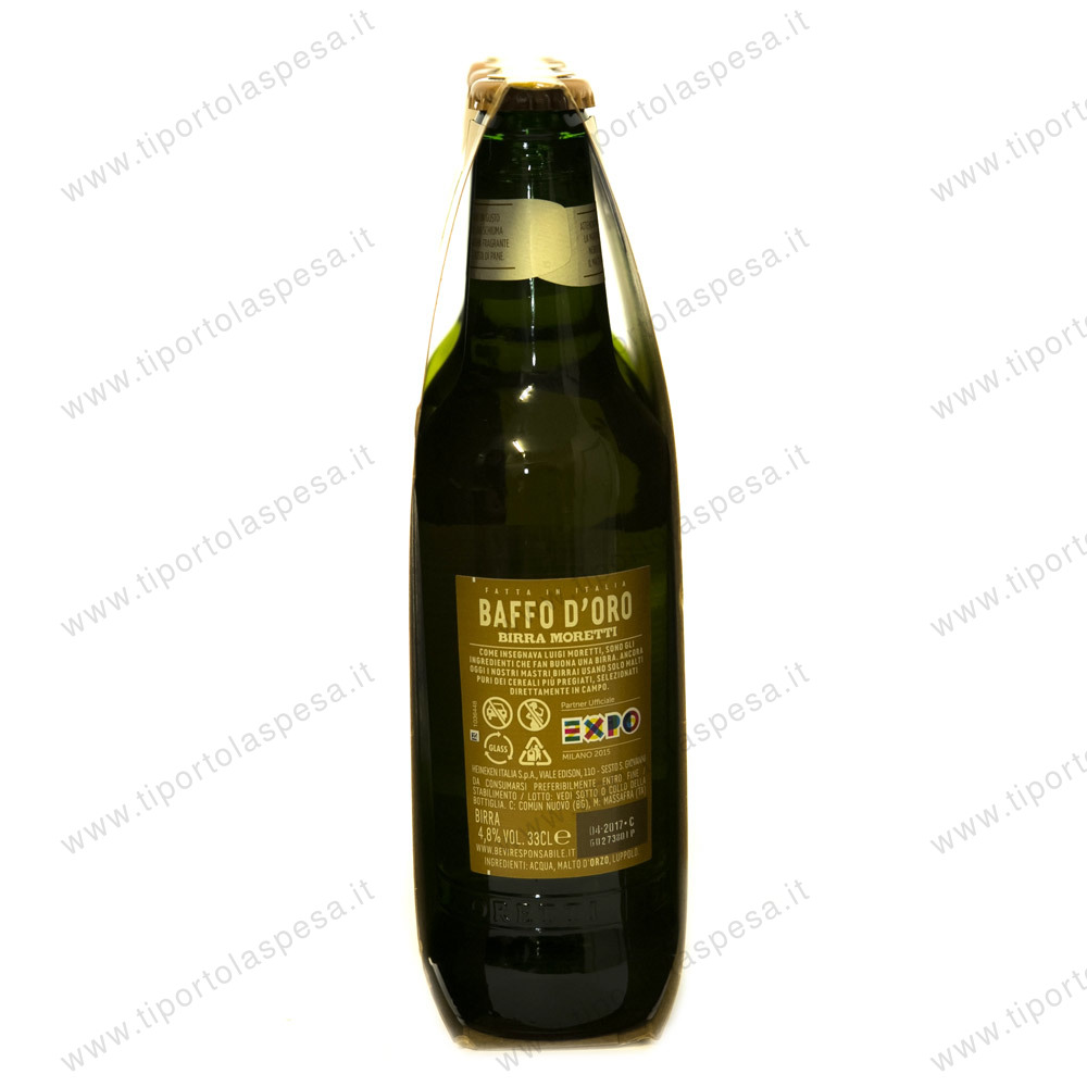 Birra Moretti baffo d'oro bottiglia cl.33 x 3 - www.tiportolaspesa.it