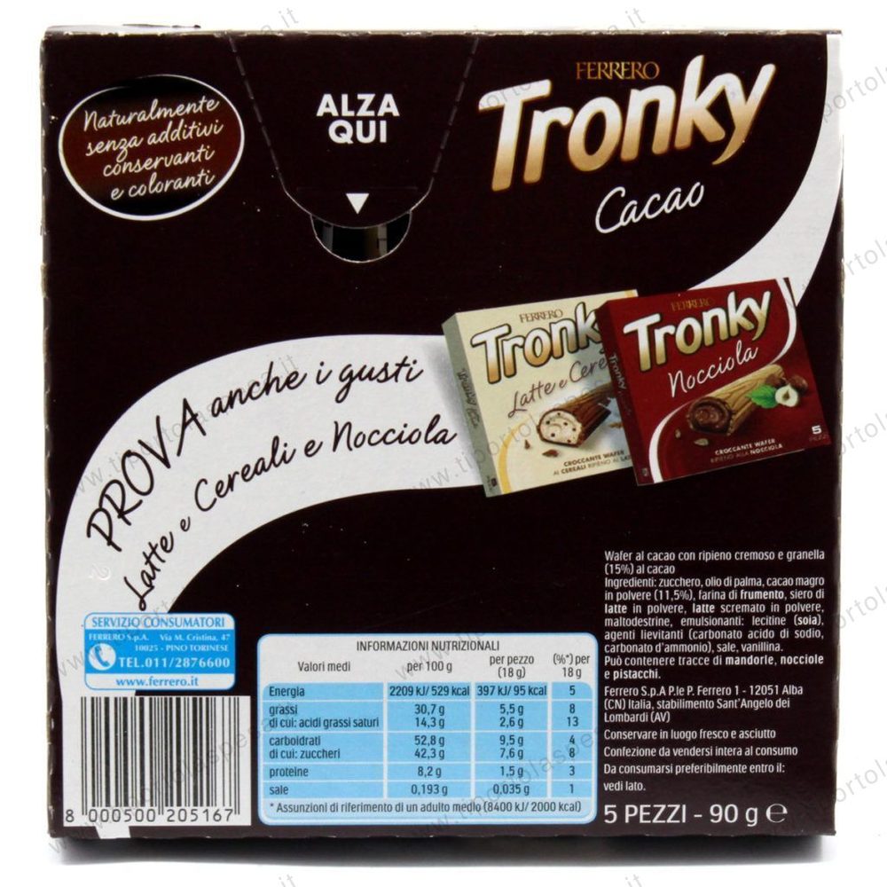 Cioccolato Tronky cacao x 5 - www.tiportolaspesa.it