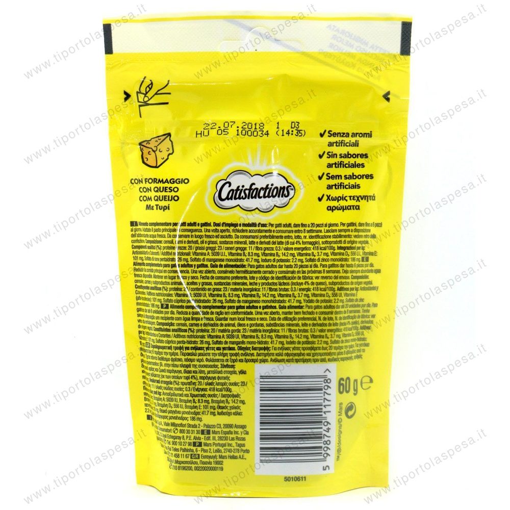 Alimento gatti Catisfactions con formaggio gr.60 - www.tiportolaspesa.it