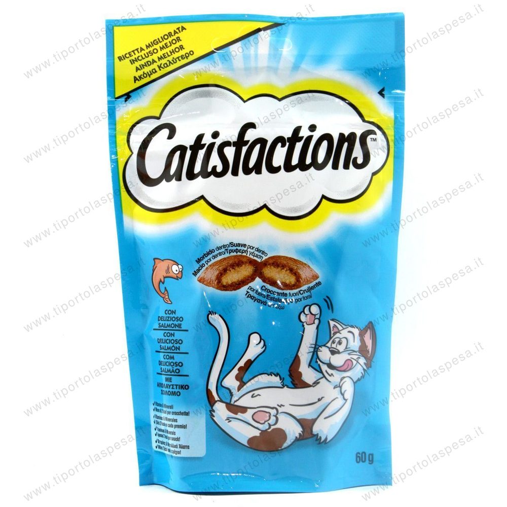 Alimento gatti Catisfactions con salmone gr.60 - www.tiportolaspesa.it