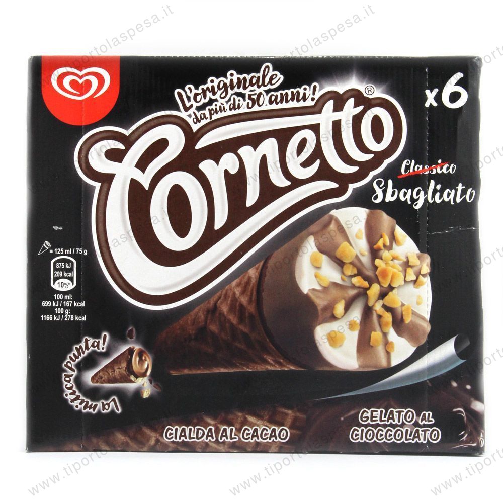 Gelato cornetto cioccolato sbagliato Algida x 6 - www.tiportolaspesa.it