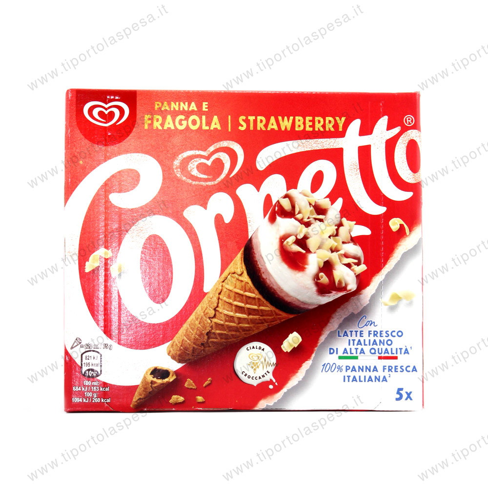 Gelato Cornetto panna, fragola e strawberry x 5 gr.375 - www ...