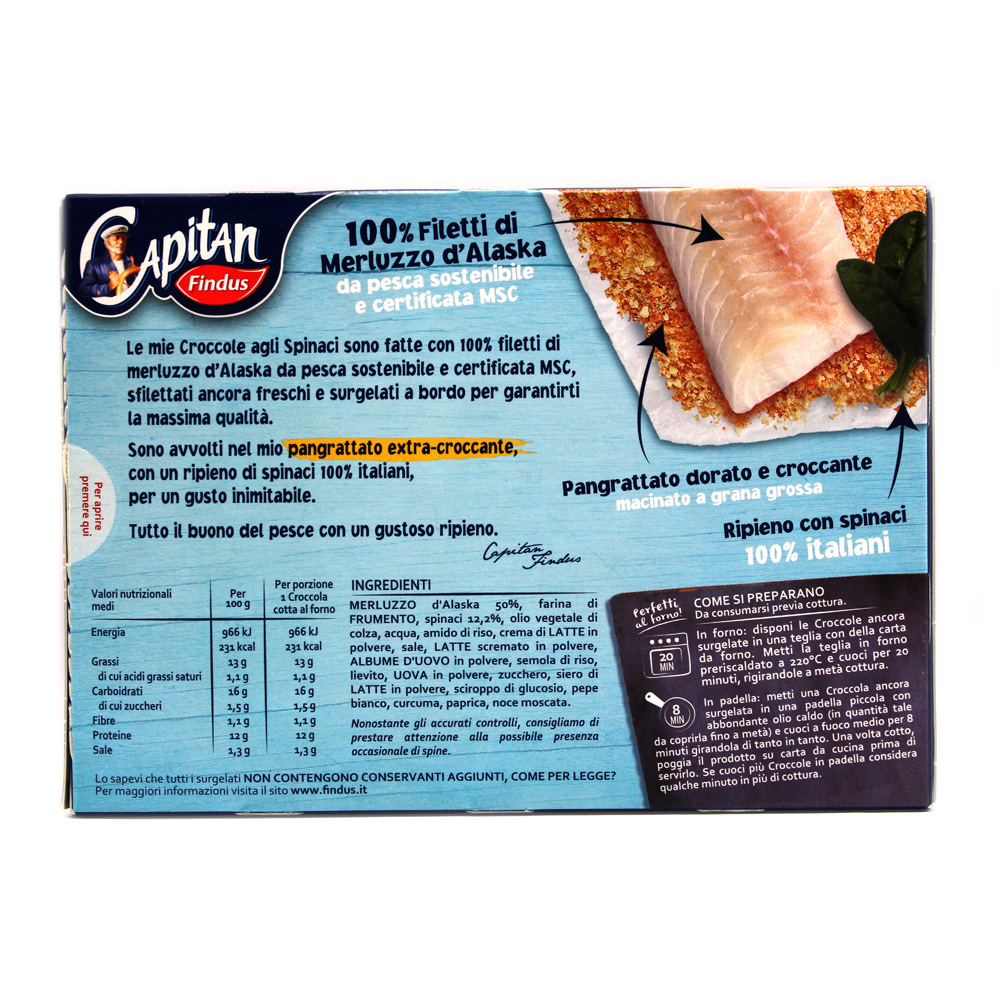Filetti di merluzzo panati croccole Capitan Findus agli spinaci x 3 gr ...
