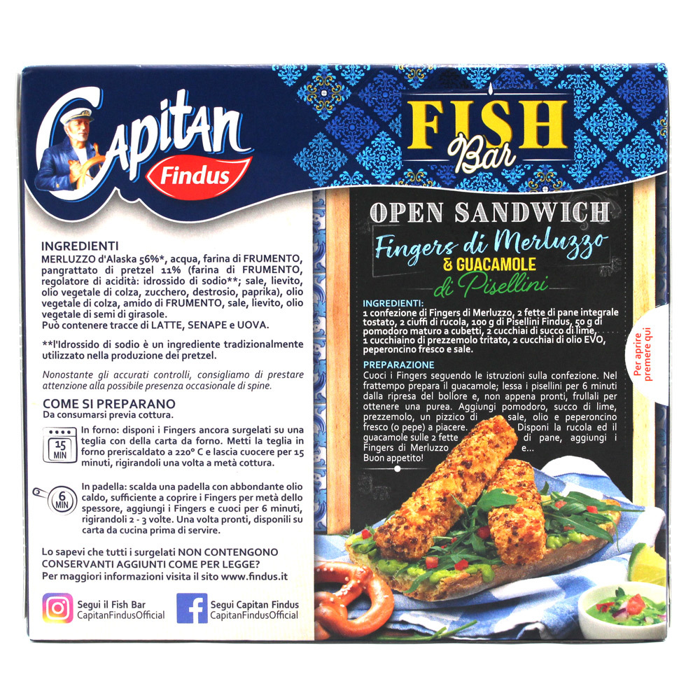 Fingers di merluzzo d'Alaska fish bar con panatura di pretzel gr.240 ...