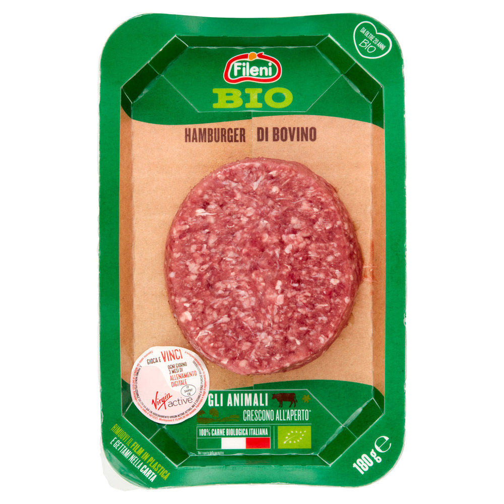 Hamburger grande di carne bovina Fileni Bio gr.180 - www.tiportolaspesa.it
