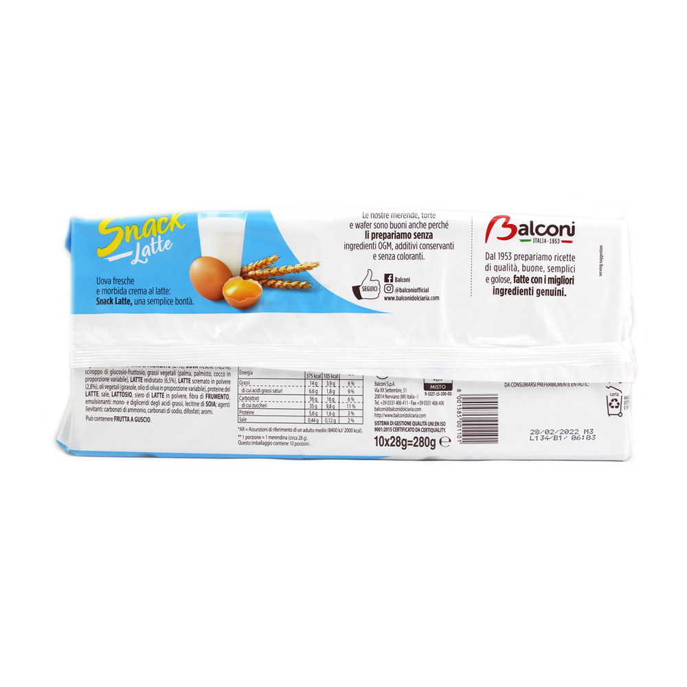 Merendine Balconi snack al latte x 10 gr.280 - www.tiportolaspesa.it